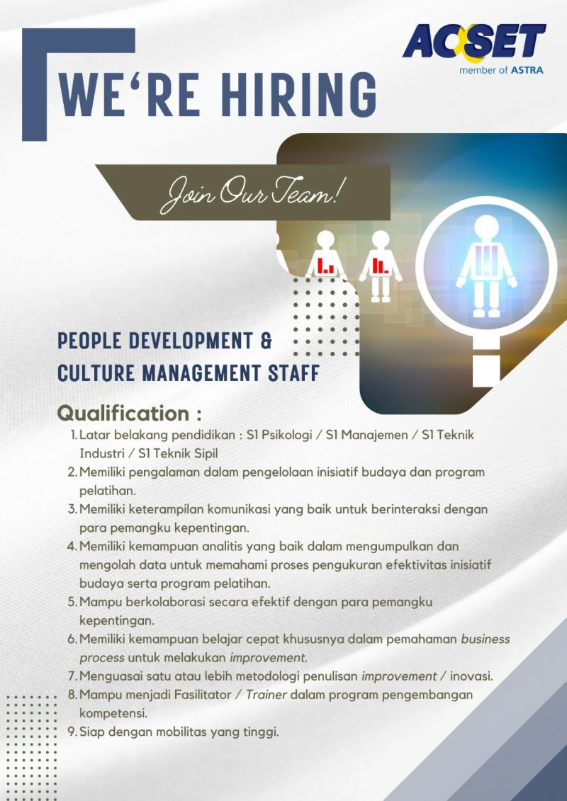 LOWONGAN KERJA PT. ACSET INDONESIA TBK