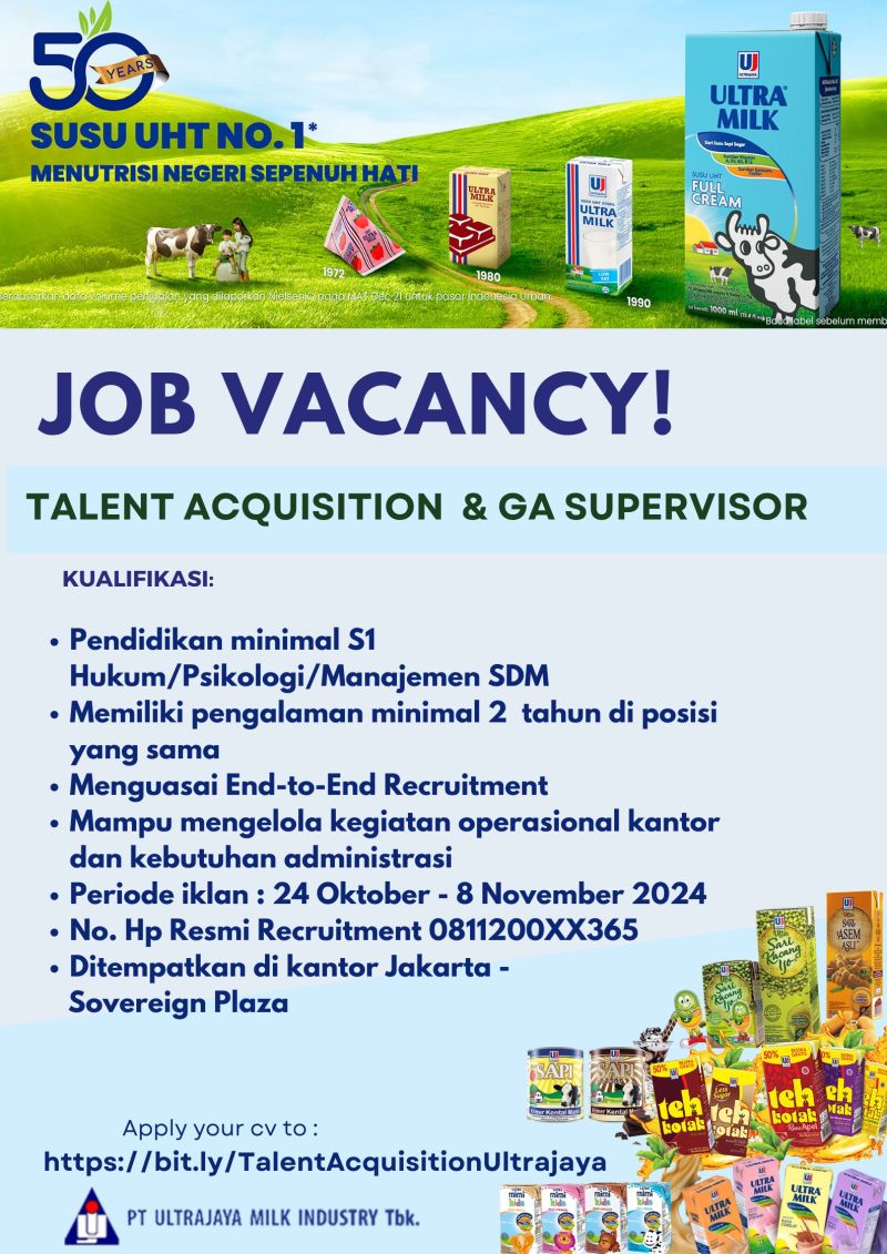 Lowongan Kerja Ultrajaya Milk Industry & Trading Company, Tbk.