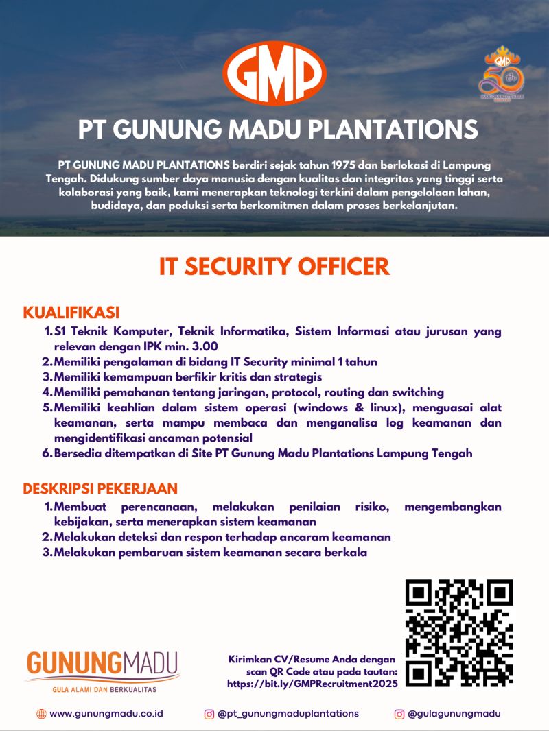 Lowongan Kerja PT. Gunung Madu Plantations
