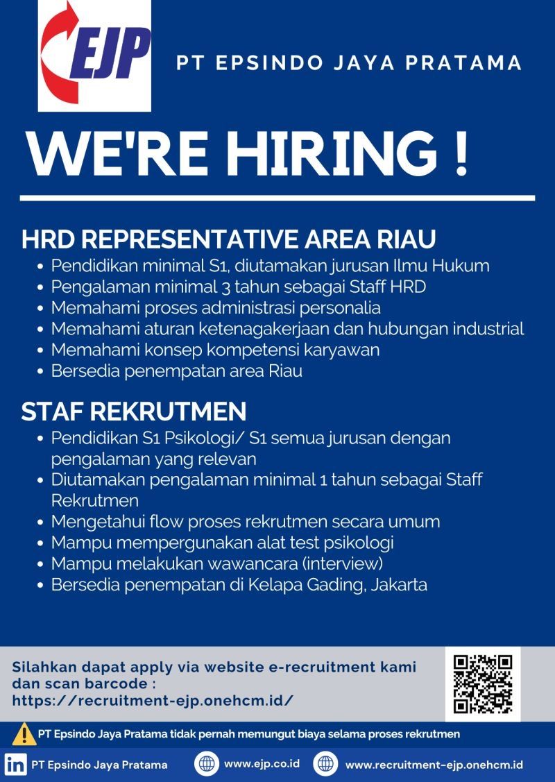 Lowongan Kerja PT. Epsindo Jaya Pratama