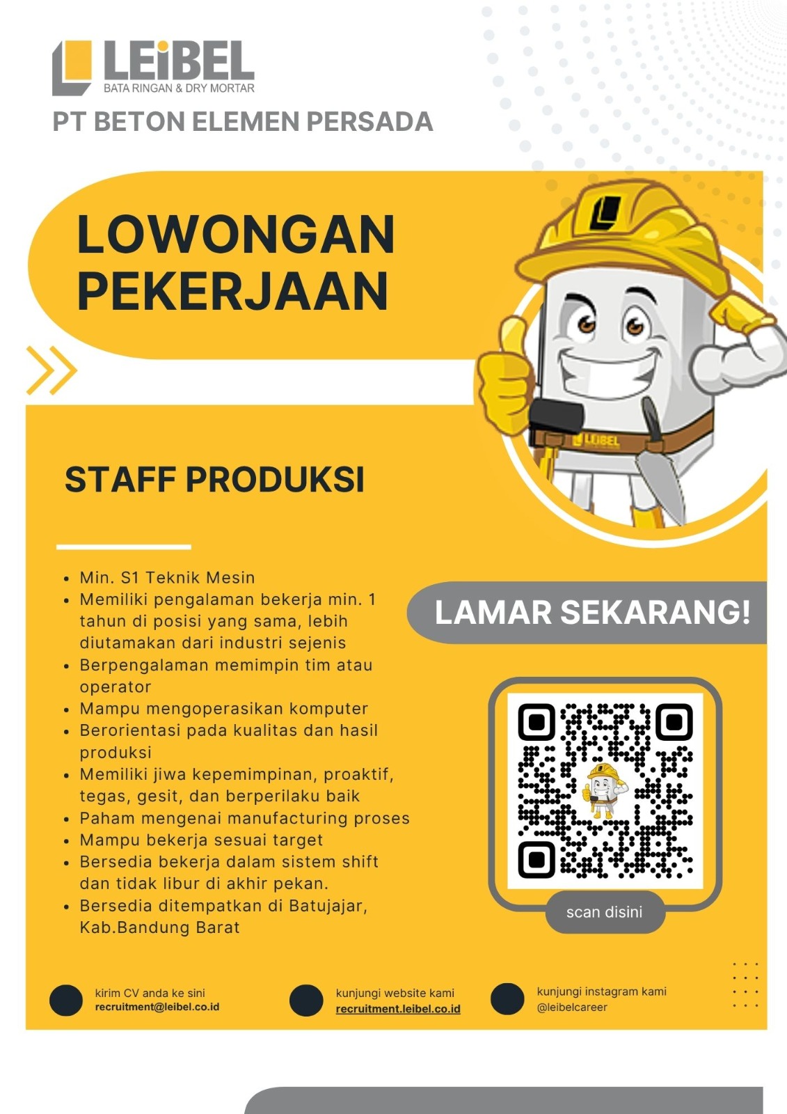 Lowongan Kerja PT. Beton Elemen Persada